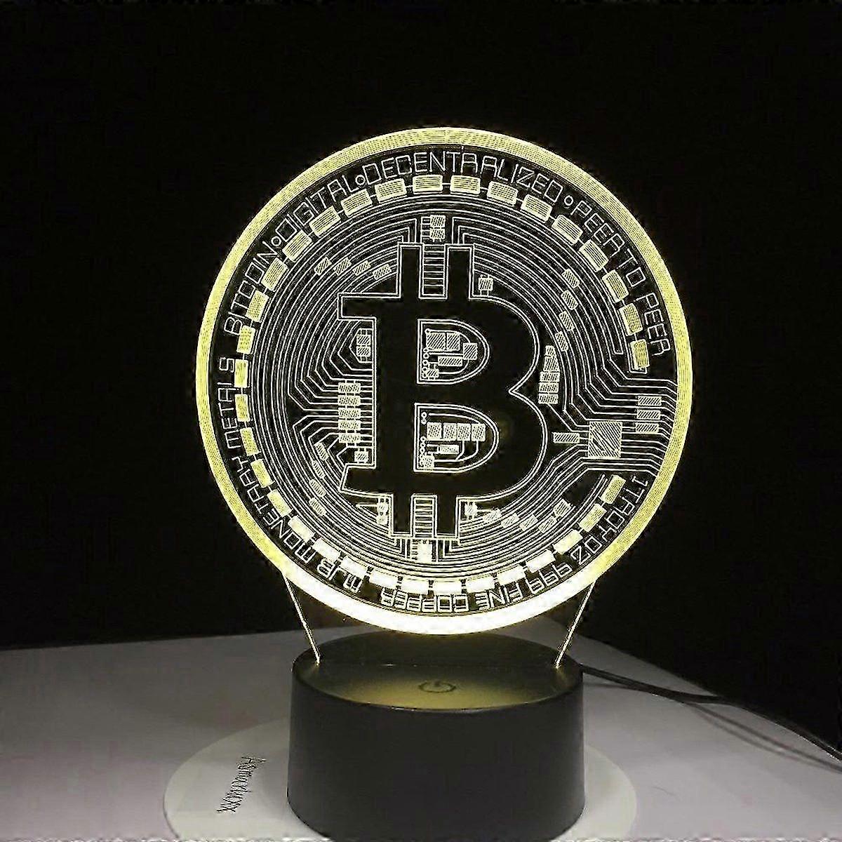3D Acrylic Table Lamp for Bitcoin Coin Art, LED Night Light with 16 ...