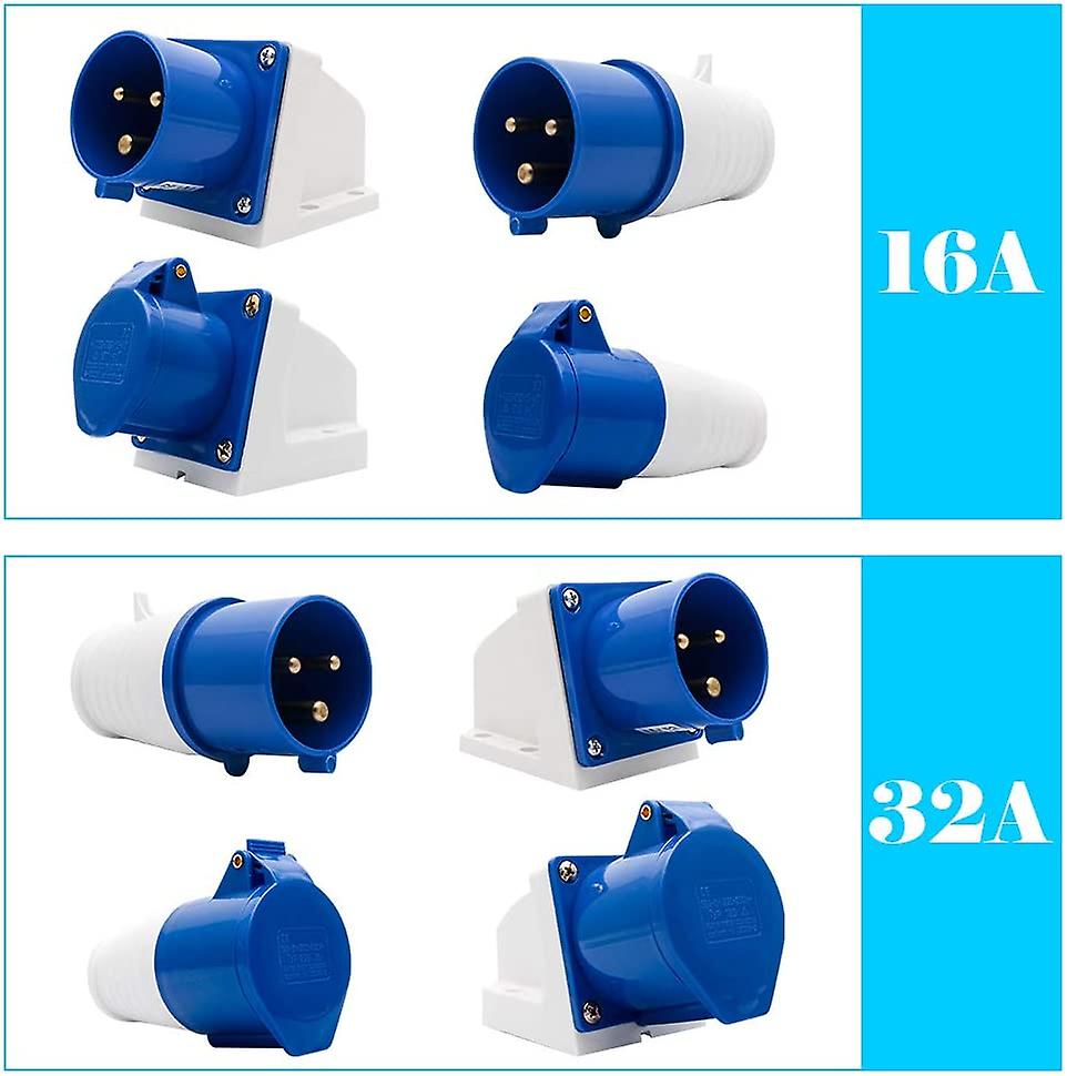 3pin Blue Industrial Plug Ip44 16a 240v Replacement Sockets For Camping ...