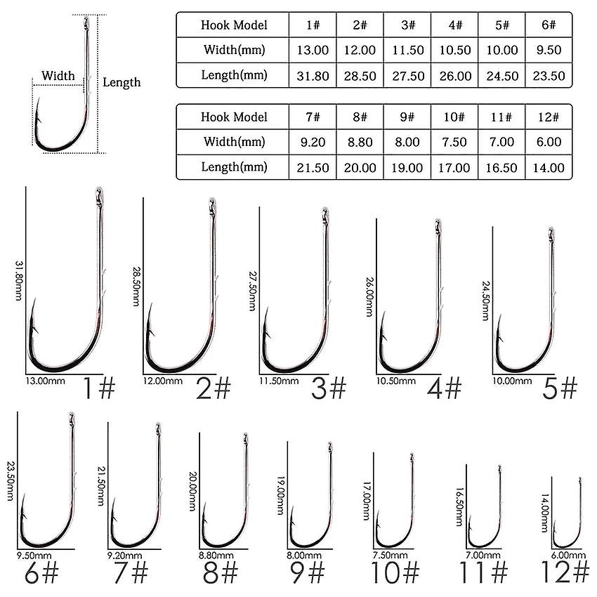 Fishhook 50pcs/ Box Long Shank Fishing Hook 1#-10# Fish Hooks High Carbon Steel Sharp Barbed ...