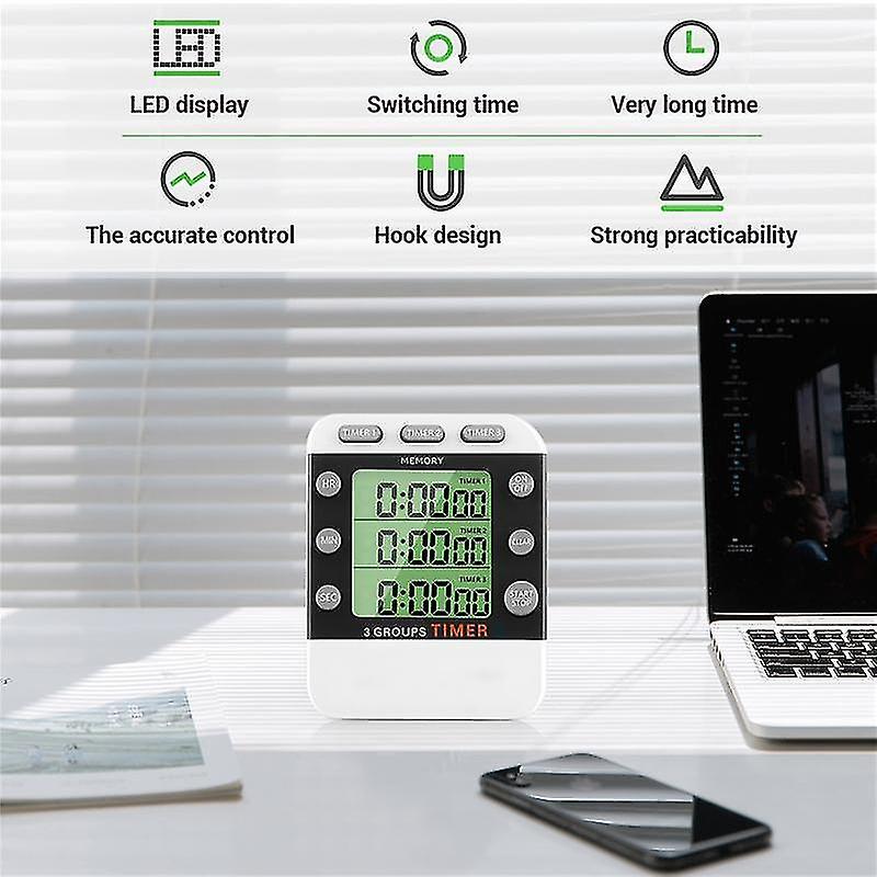 Digital Dual Kitchen Timer, 3 Channels Count Up/down Timer, Triple ...