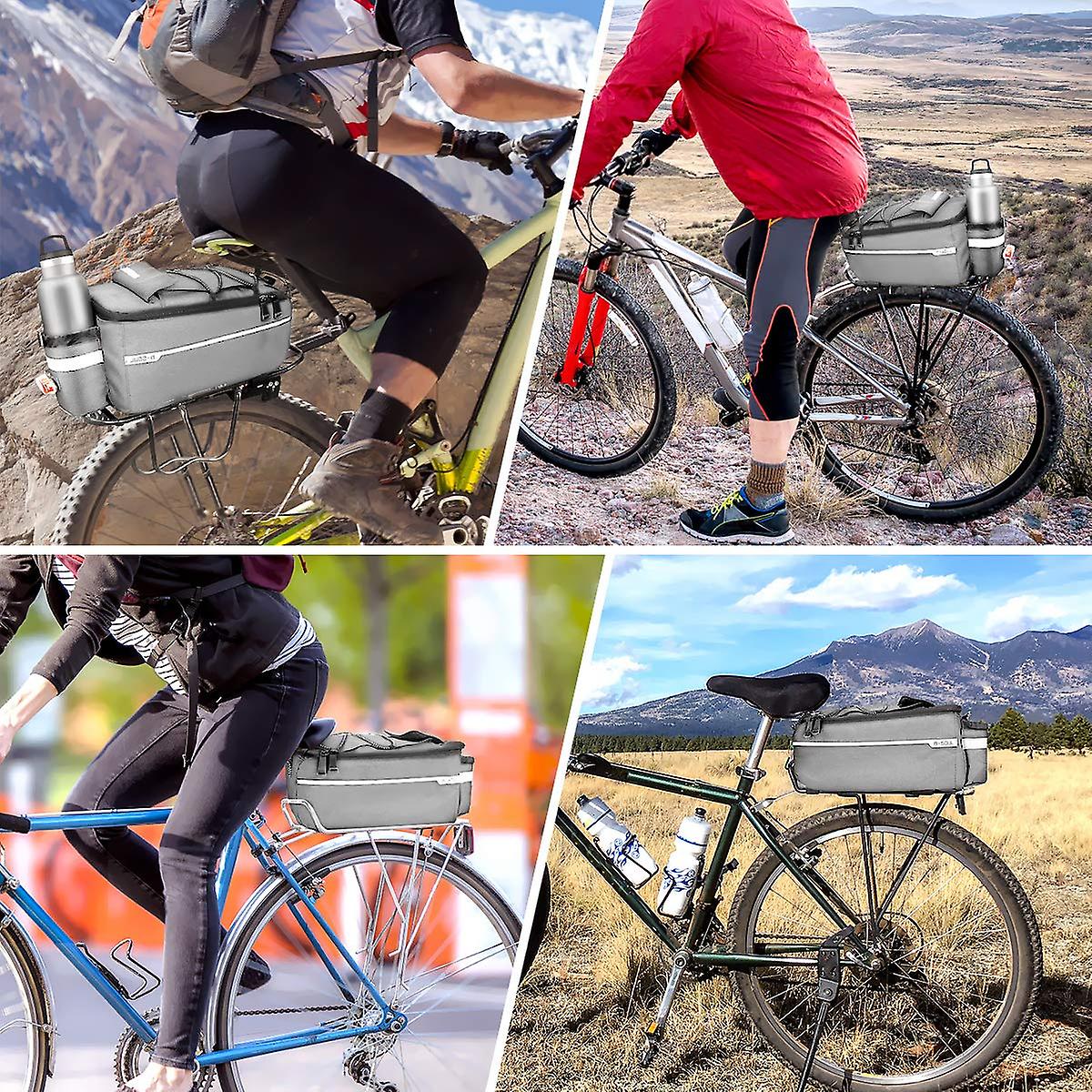 Bicycle Pannier Rack Bag, 10 L Bicycle Bags for Pannier Rack, Insulated ...