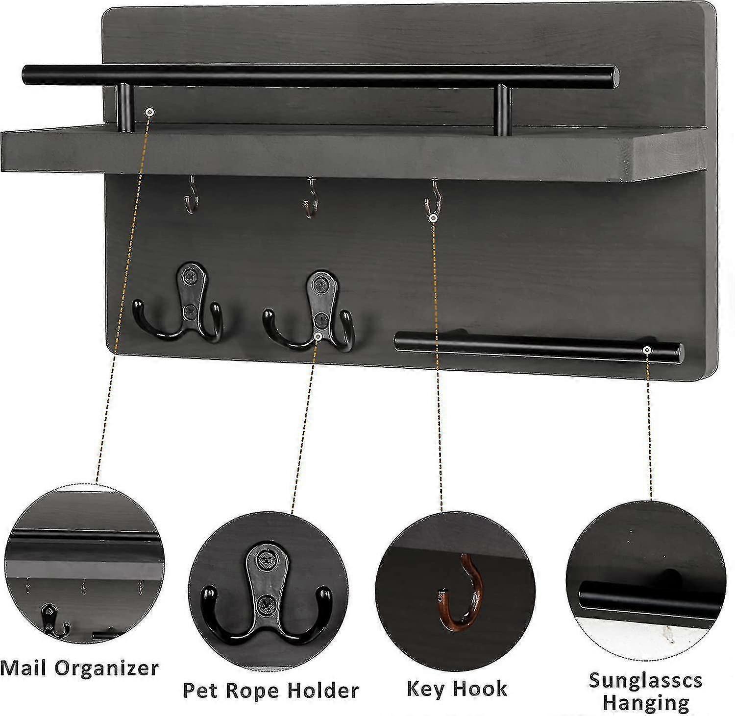 Key Holder For Wall Decorative With 5 Key Hooks, Wall Mounted Key ...