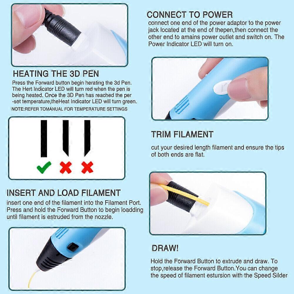 3D Printing Pen Set Doodle Printer Drawing 12 Colours PLA Filament Gift ...