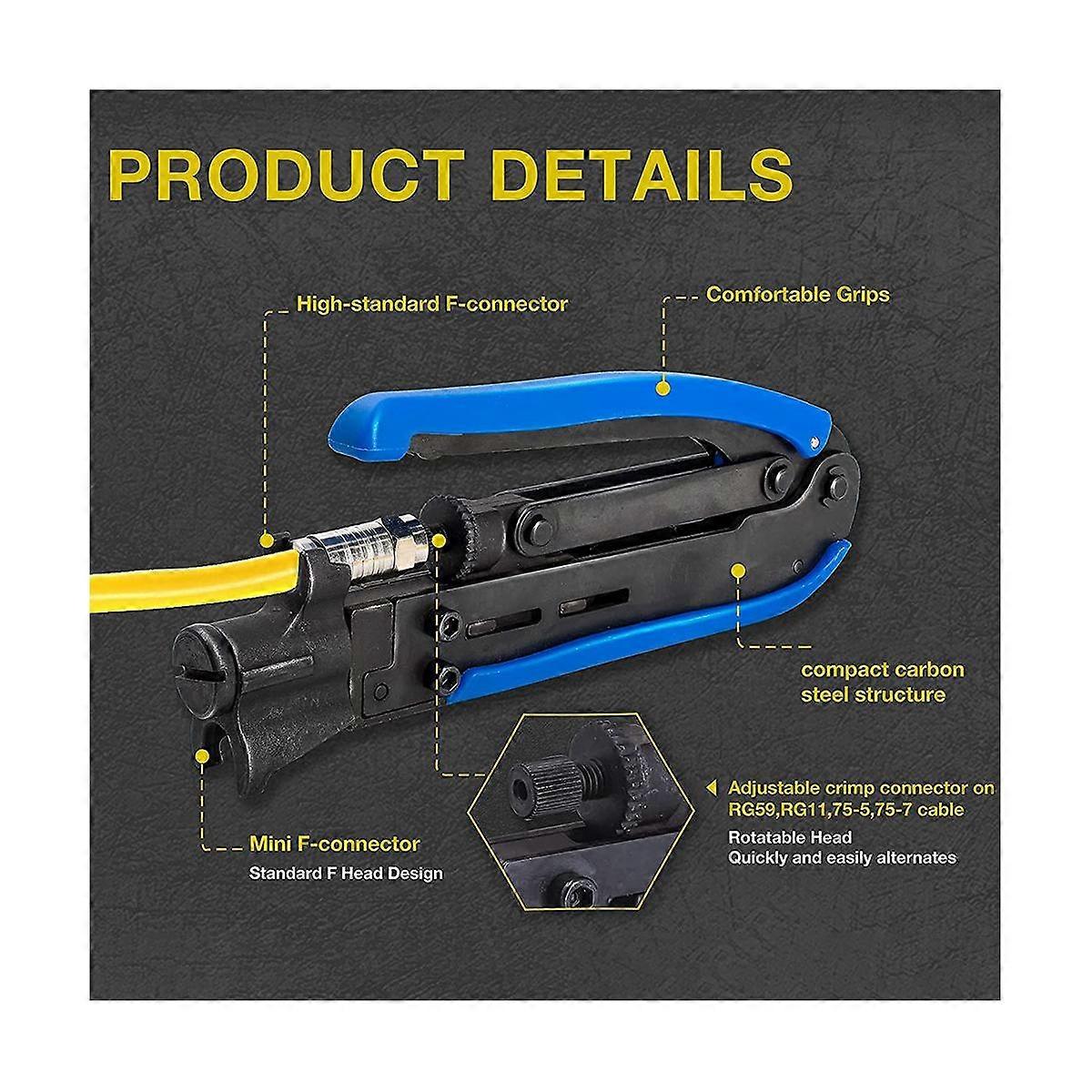 Coax Compression Tool Kit Coax Crimper and Rg6 Crimping Tool with 20 ...