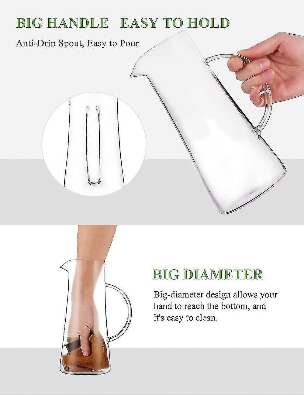 1.5 Liter Glass Pitcher Carafe With Lid Iced Tea Pitcher Water Pitcher ...