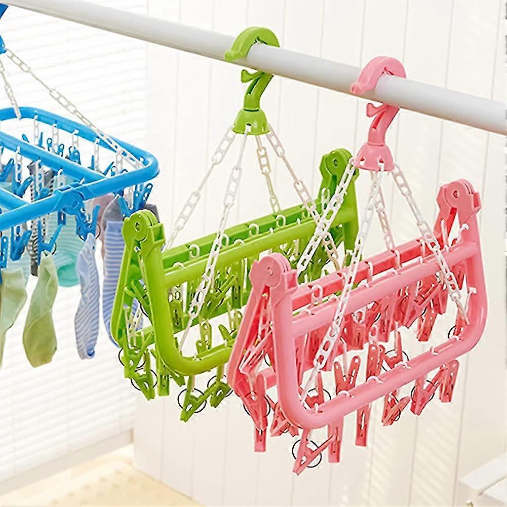 32 Peg Foldable Sock Hangers With Clips. Rotary Hook Drip Hanger ...