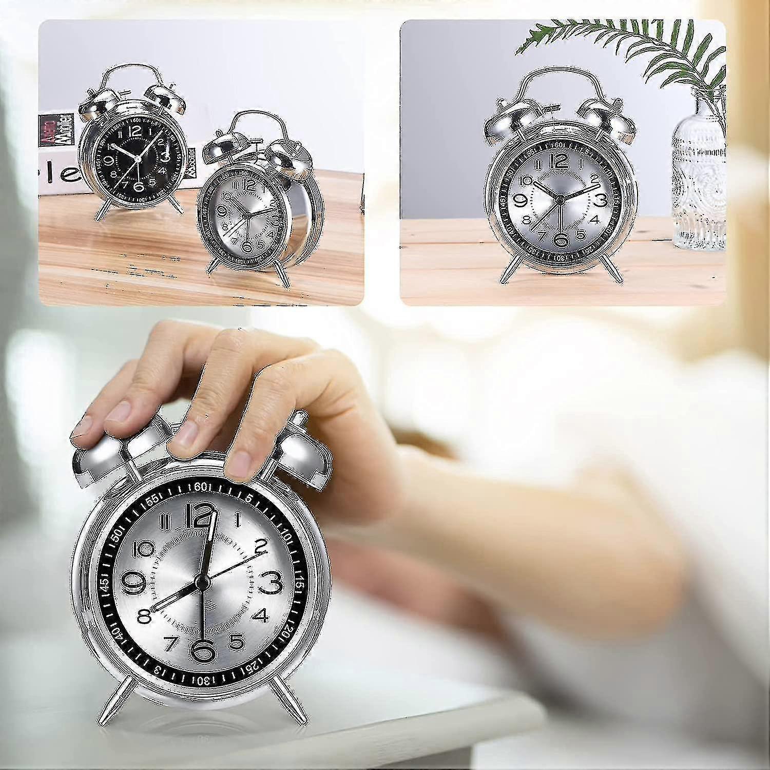 Loud Alarm Clock For Heavy Sleepers Adults,4 Inch Silent Non-ticking ...