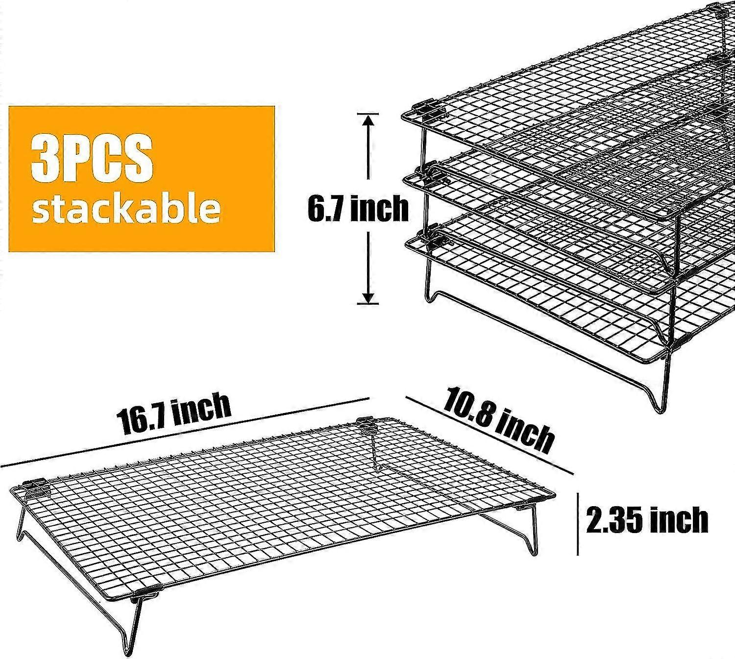 Upgraded Stackable Cooling Rack For Baking,3 Tier Jerky Rack Cooling ...