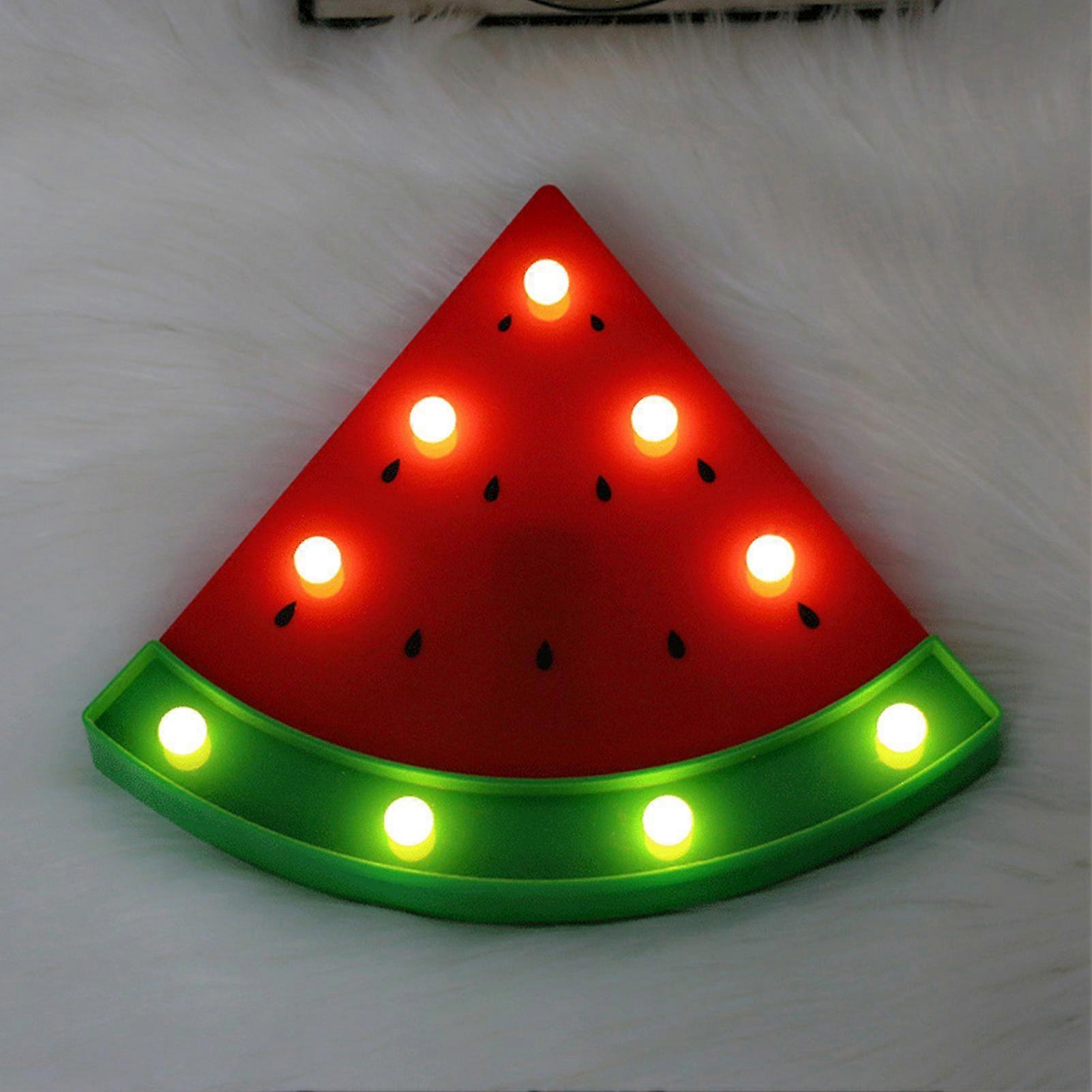 Watermelon-Shaped Night Lamp Battery-operated Bedside Light Fruit Neon ...