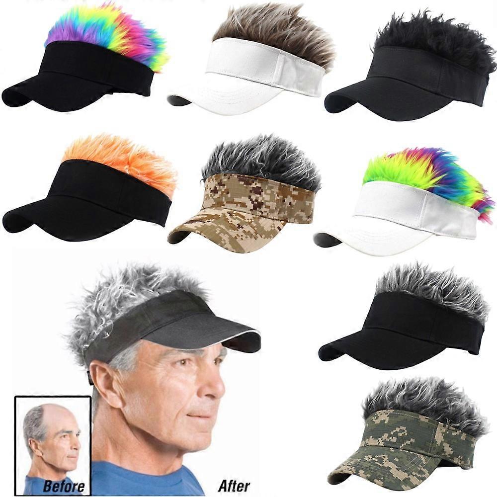 Golf Baseball Cap With Fake Hair Cap Sun Visor Fun Toupee Hats Mens ...