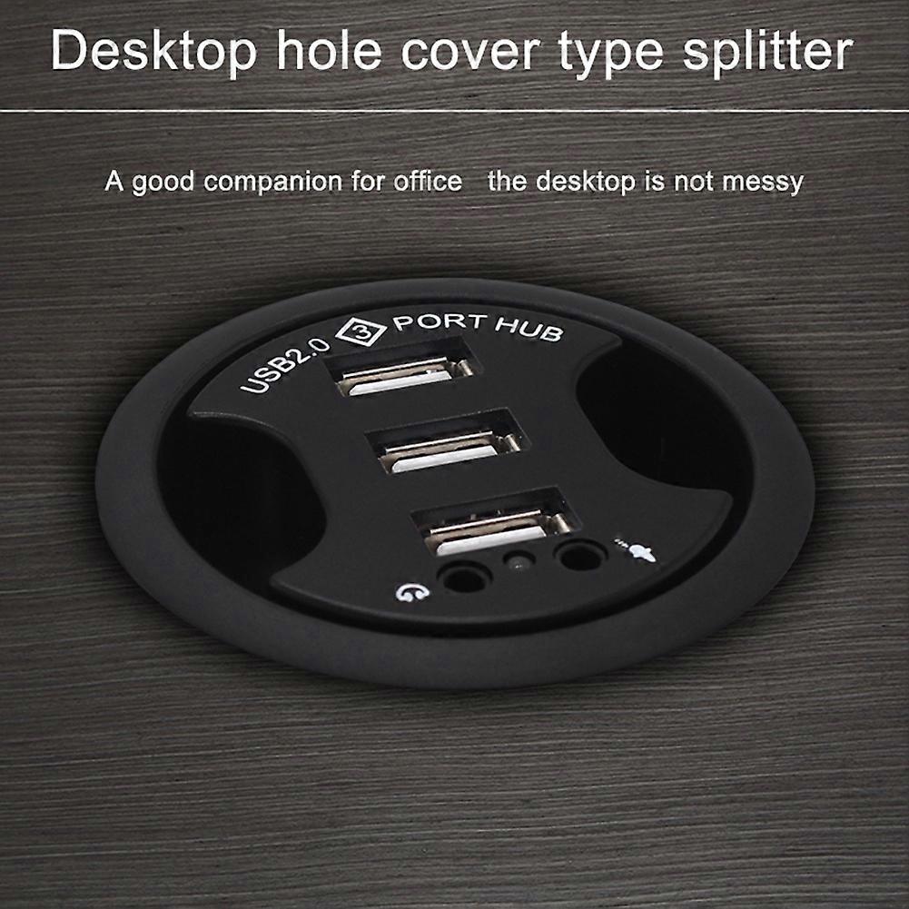 USB Hub USB 2.0 Desktop Grommet USB 2.0 Hub Audio Desk Mount Adapter 3 ...