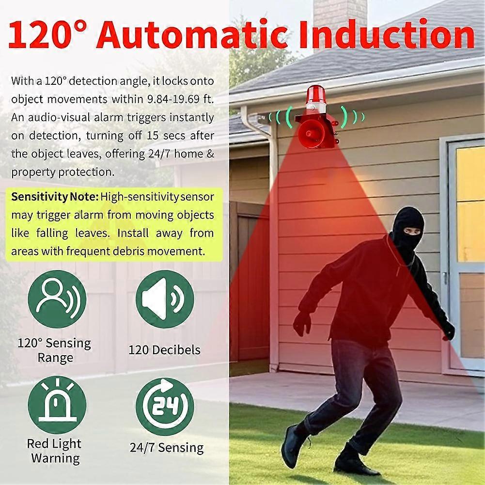 Motion Sensor Alarms with Human Detection,120dB Adjustable Sirens & LED ...