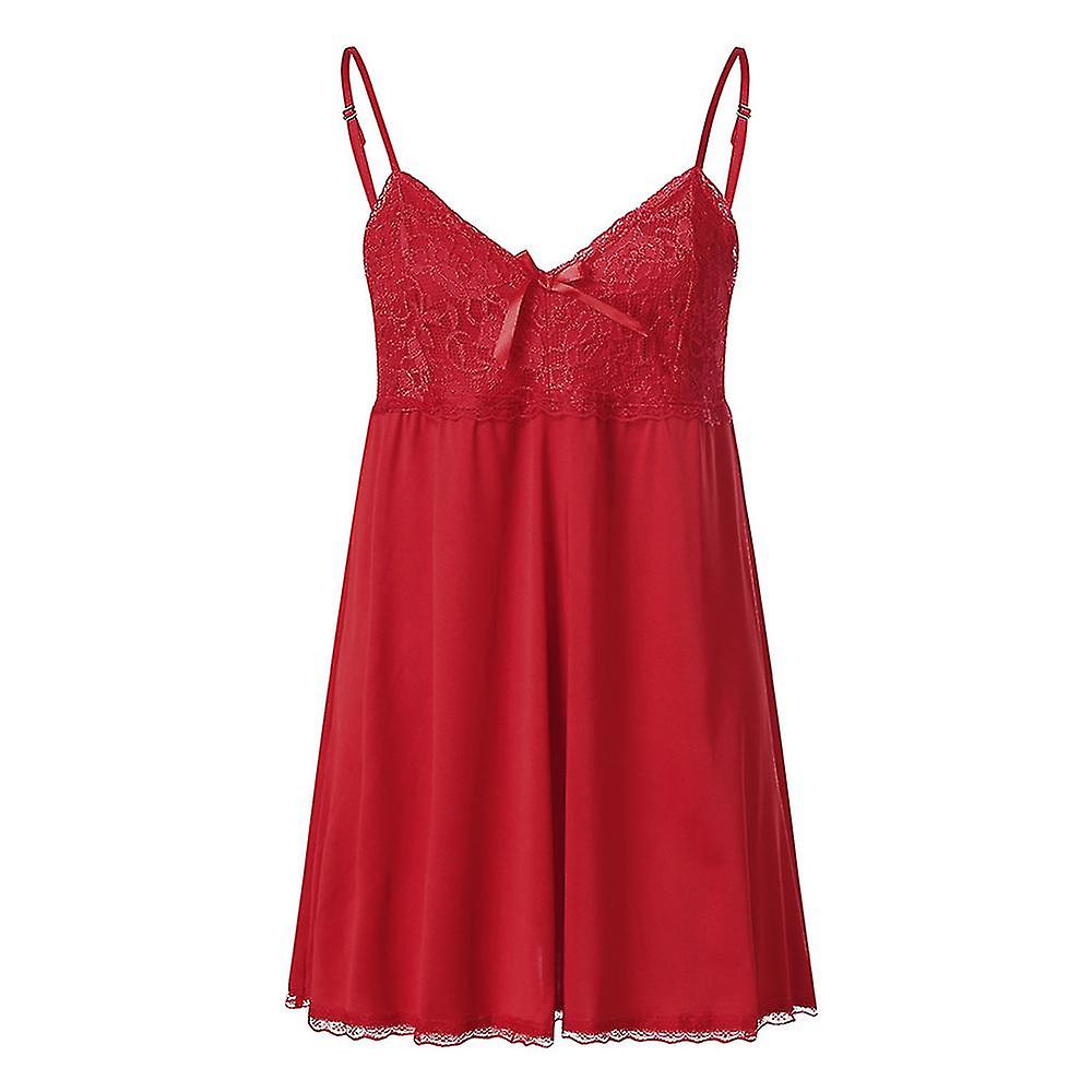 Women Sexy Babydoll Lace V-neck Backless Nightdress Underwear Ladies ...