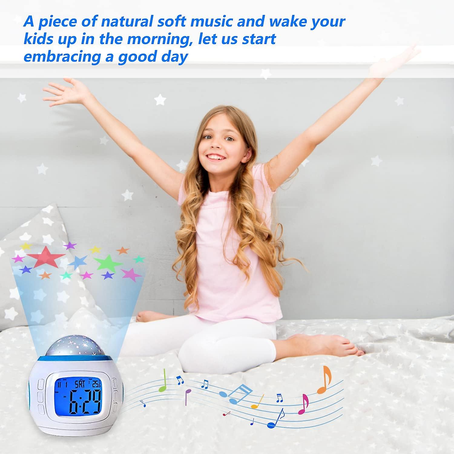 LED Musical Star Projection Alarm Clock with Calendar Thermometer ...