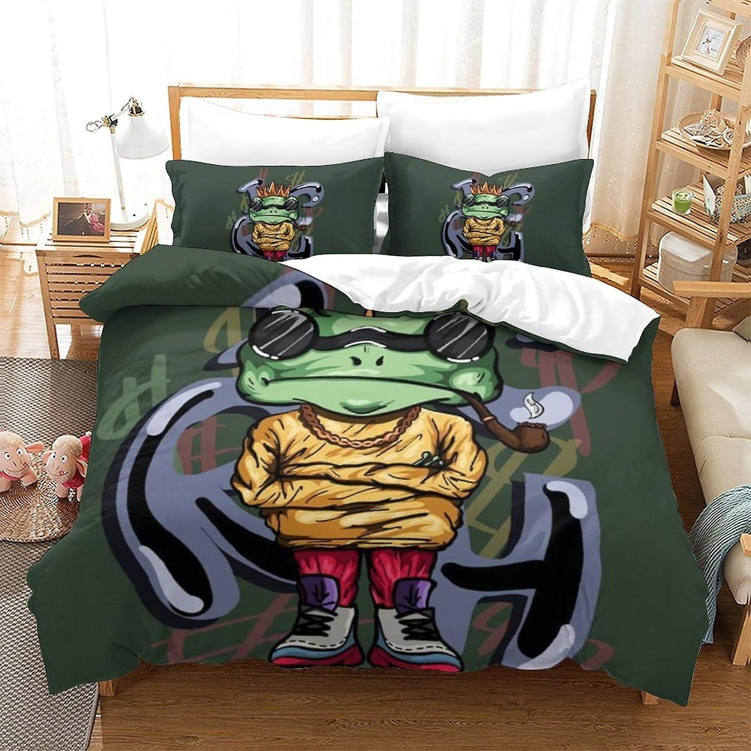 ARIJORJA Youth frog Bed Linen Set 3D Cartoon Duvet Cover Set for ...