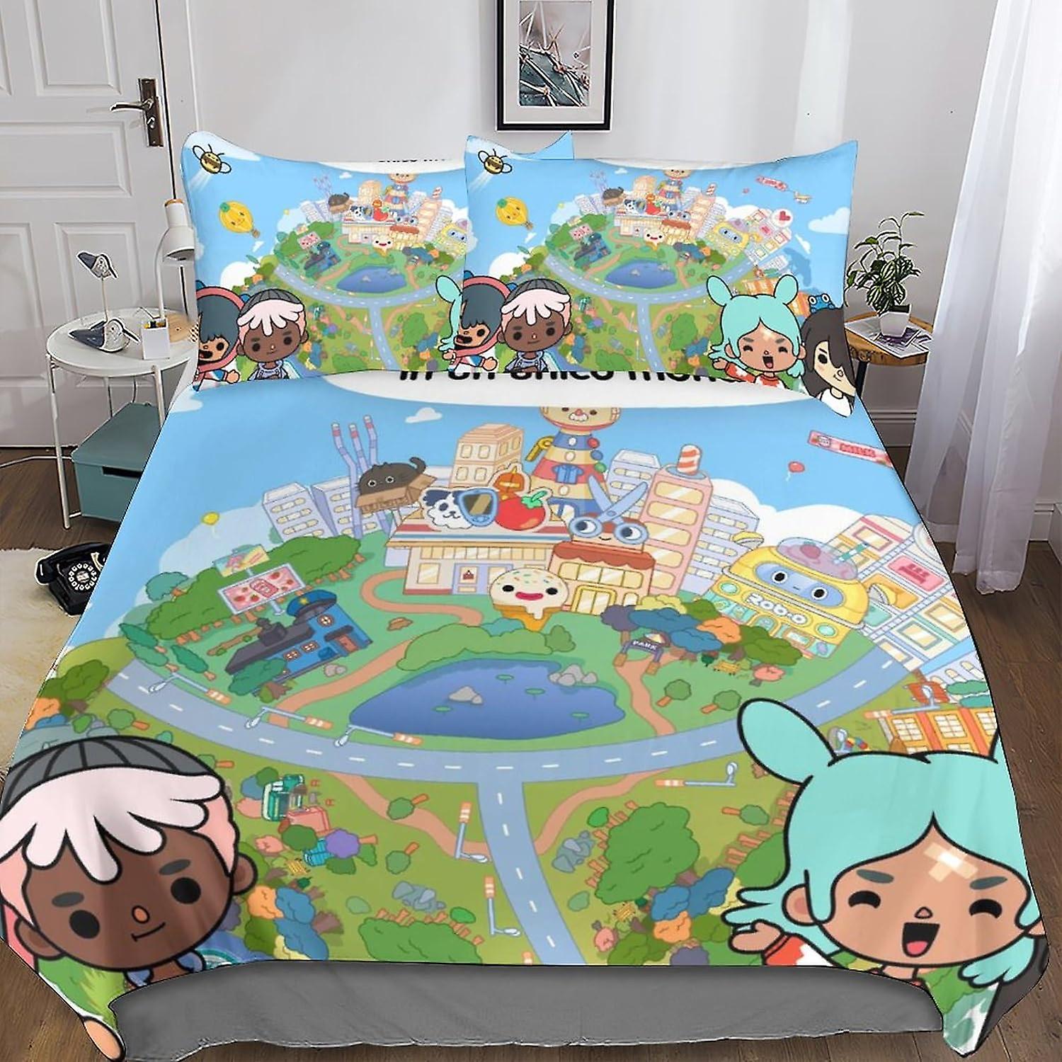 Entemah Toca Life World 3 Piece Set Printed Duvet Cover Bed Set ...