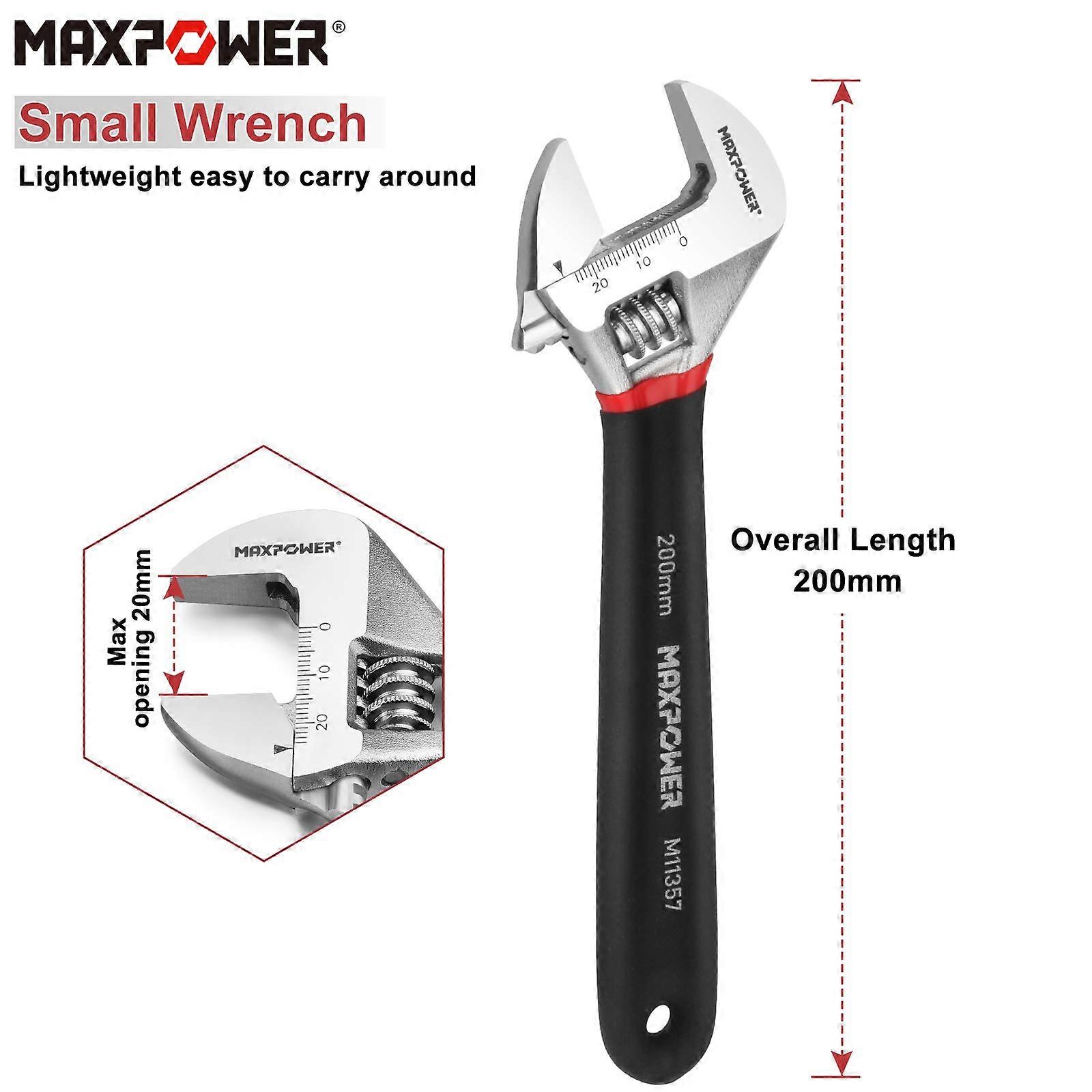 Adjustable Spanner 200mm, MAXPOWER Adjustable Wrench Shifter Spanners with (8-inch/200mm ...