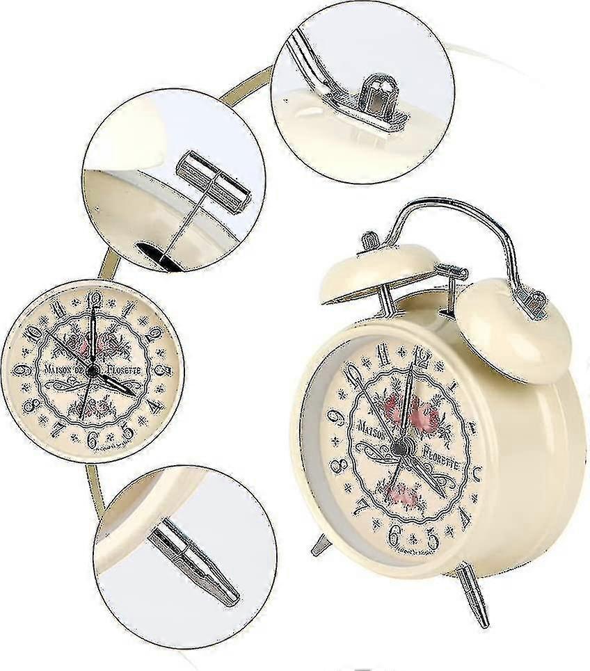 Silent Morning Alarm Clock, Vintage Retro Alarm Clock Night Light Loud ...