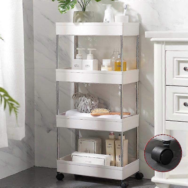 2/3/4 Tier Slim Narrow Storage Cart Mobile Shelf Unit Drawer Organizer ...