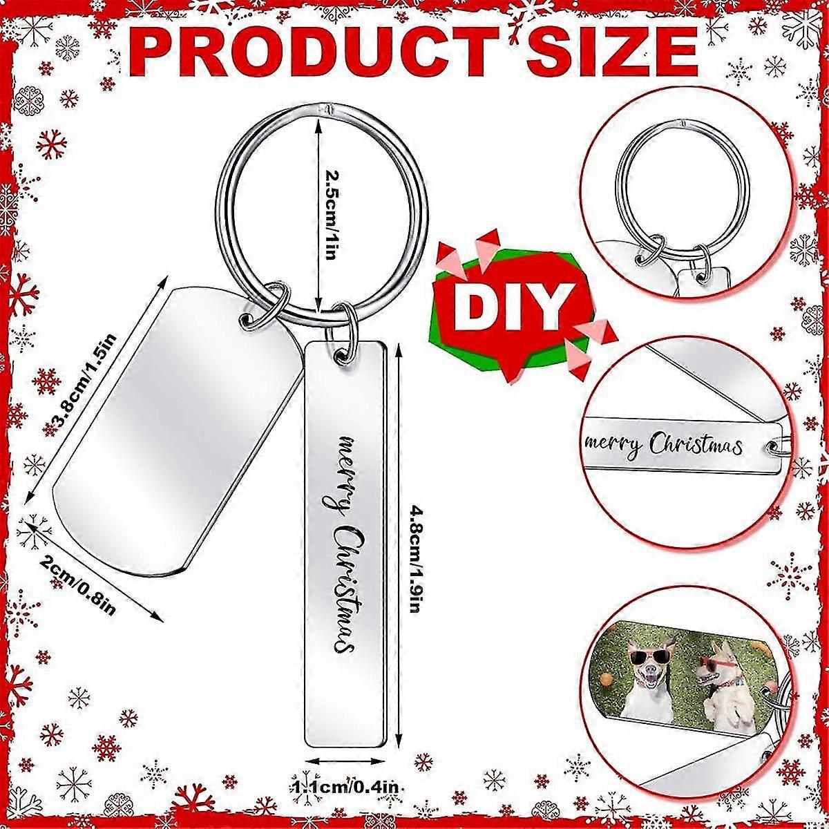 30 Pcs Engravable Metal Keychain Blank Rectangle Metal Stamping Blanks for Engraving Stainless ...