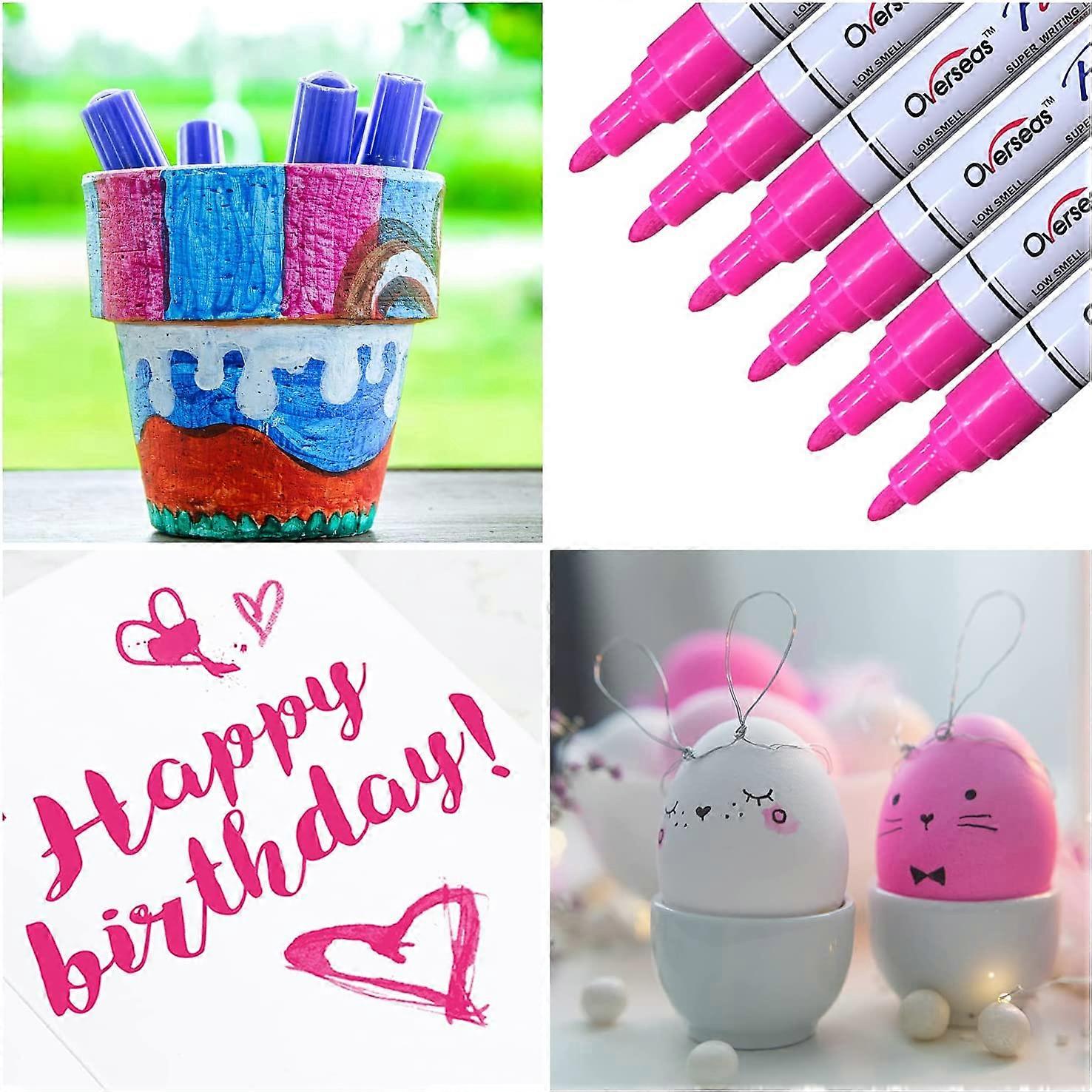 Pink Paint Markers Pens - Single color 6 Pack Permanent Oil Based Paint ...