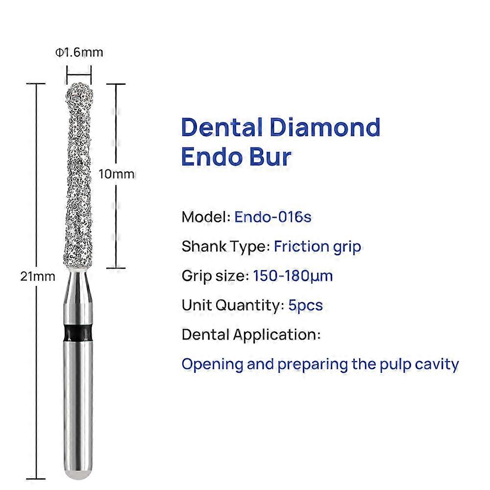 HaKeLai 5Pcs/pack Dental Diamond Endo Bur 21mm FG 1.6mm Head Diameter 1 ...