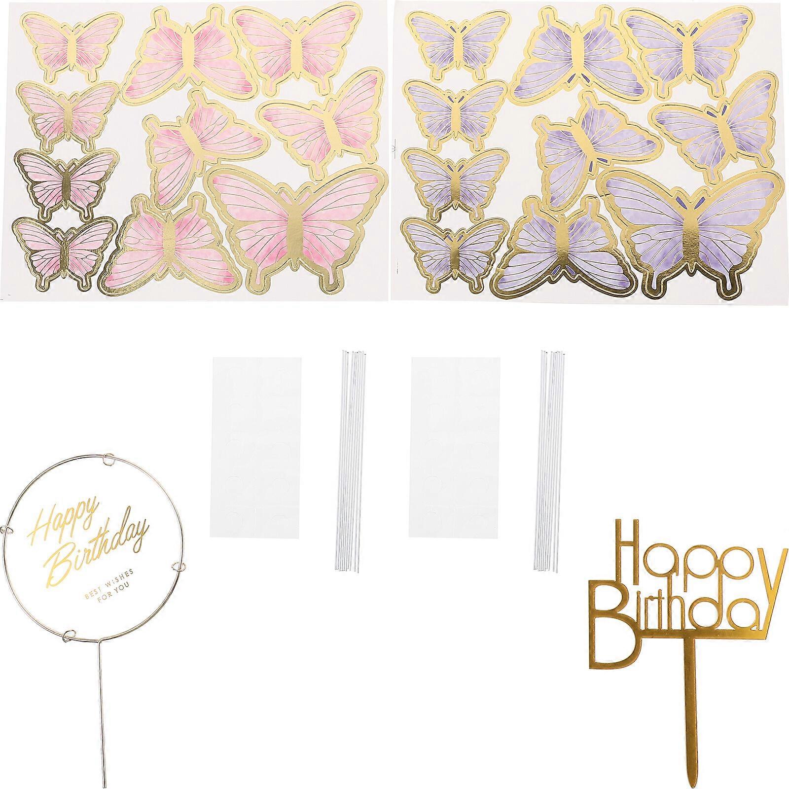 1 Set Butterfly Cake Toppers Cake Decorations Happy Birthday Cake ...