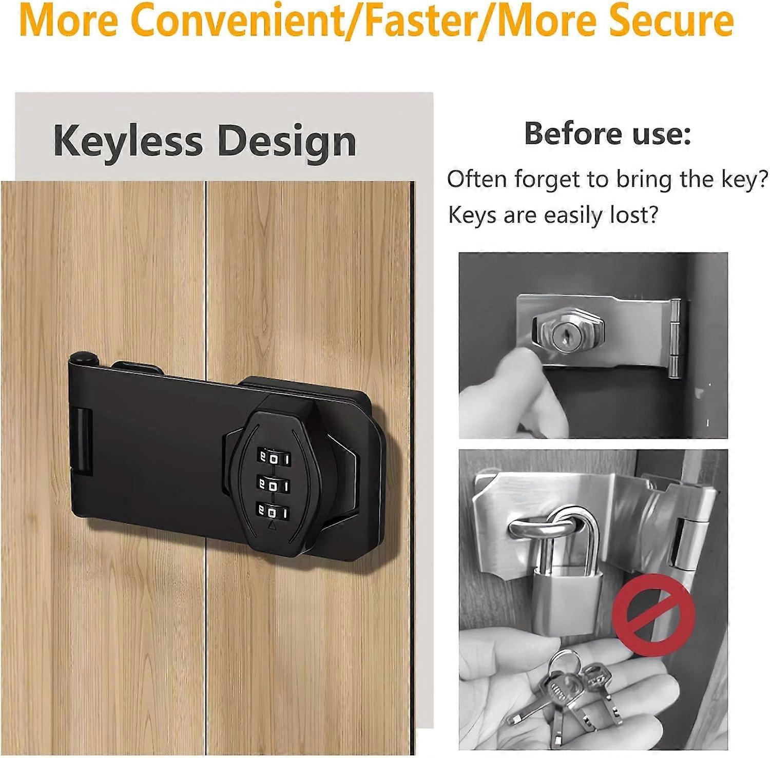 3 Digit Combination Rotary Hasp Lock for Pantry Door - Slide Double ...