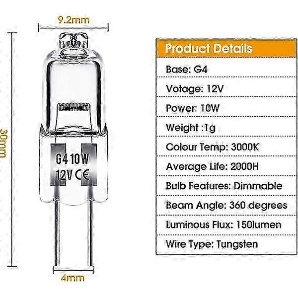 G4 halogen lamps 10W 12V - Warm white - 20 Pack | Fruugo UK