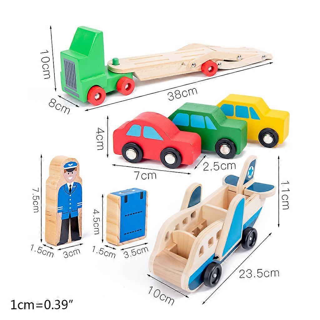 Wooden Transport Truck/Transport Plane Toy Set for w/ Non-toxic Color ...