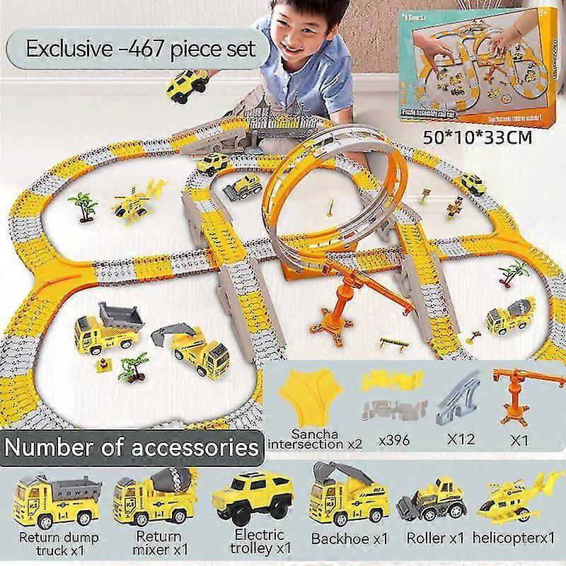 460 Pcs Construction Race Tracks For Kids Toys, 1 Map & Flexible Diy ...