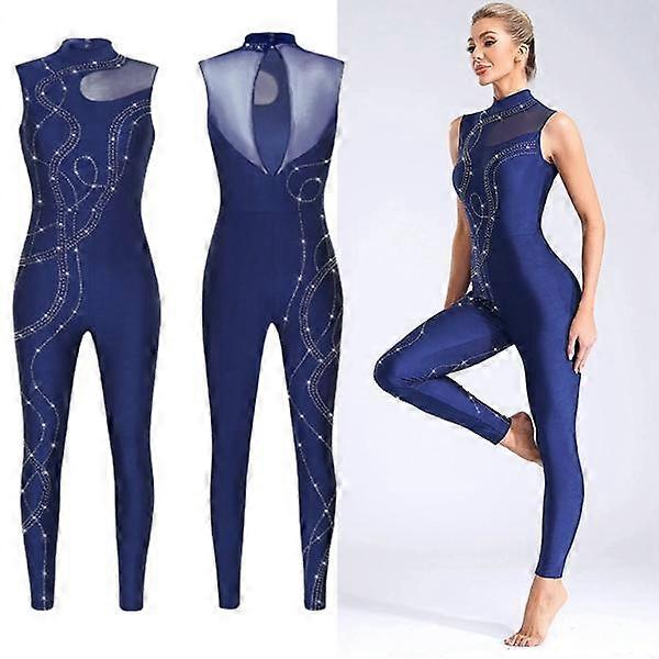 Women Jazz Dancewear Acrobatic Gymnastics Unitard One Piece Sleeveless ...