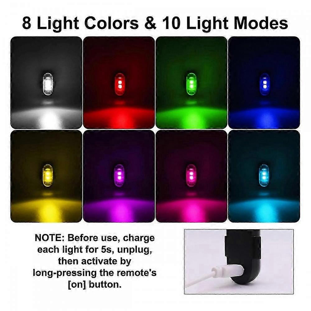 4PCS Wireless LED Strobe Lights with Remote Control, 8 Colors USB ...