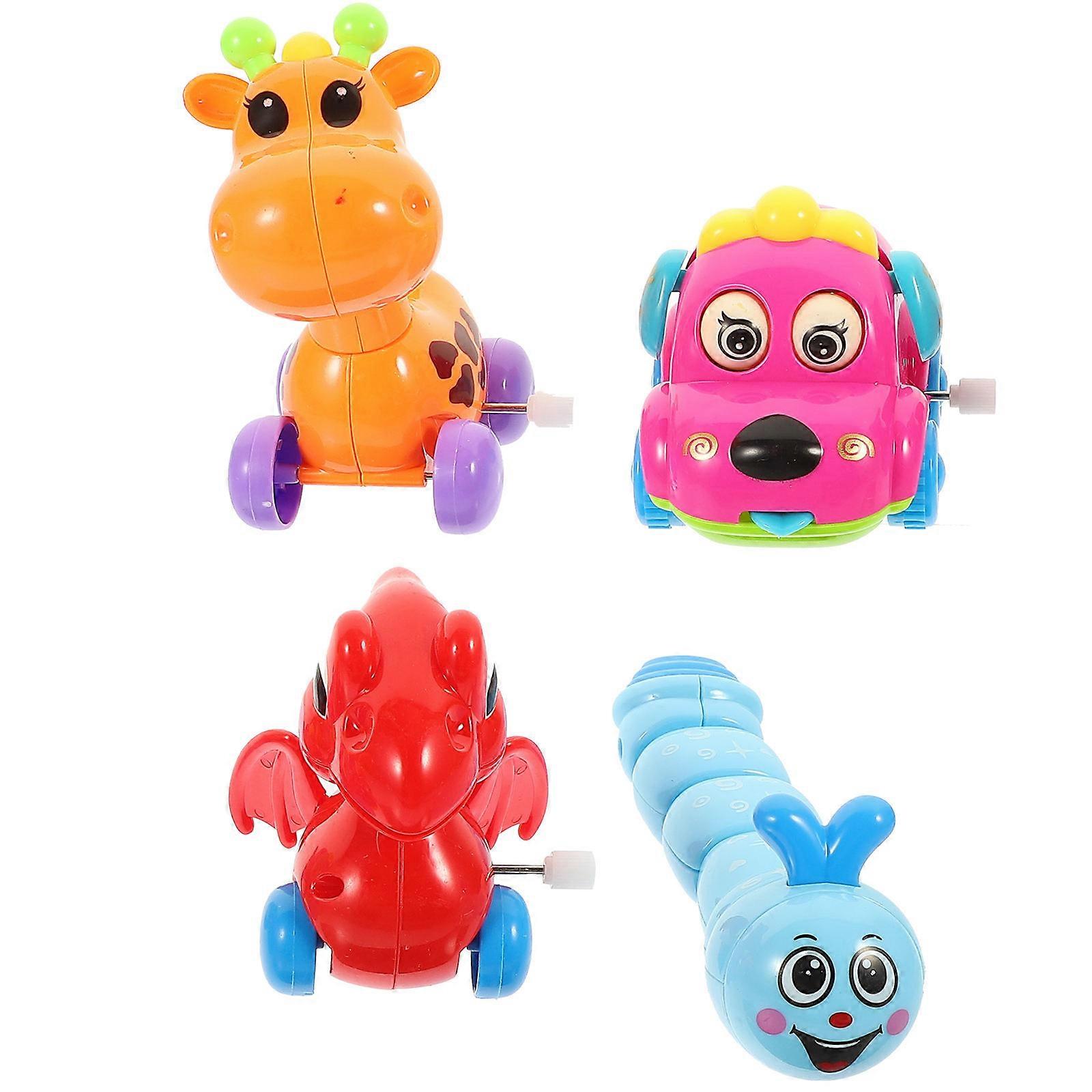 4pcs Animal Wind Up Toys Set Dinosaur, Dog, Giraffe, Caterpillar Safe ...