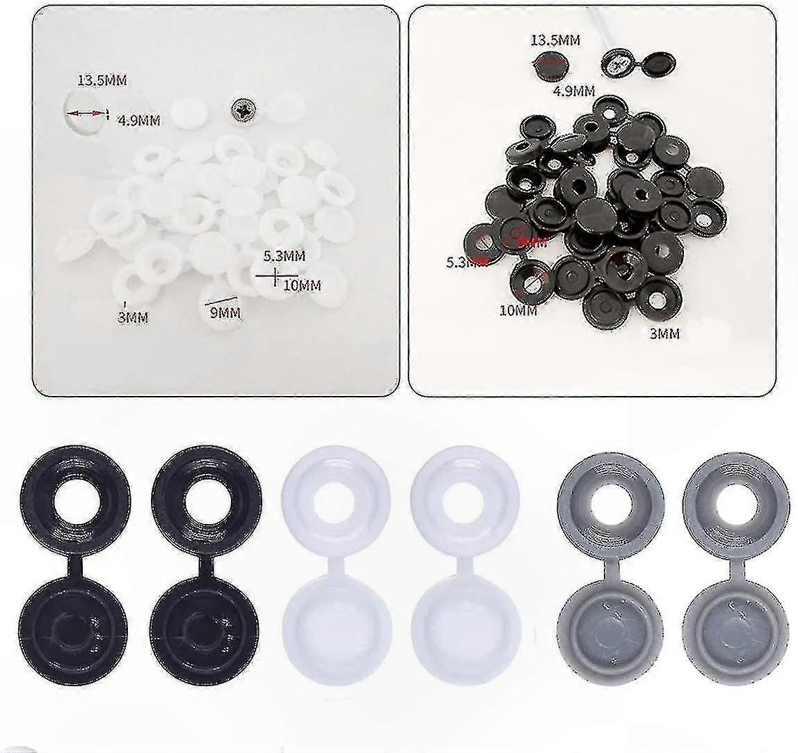 60 Pack Hinged Plastic Screw Covers in 3 Colors with Flip Caps for Easy ...