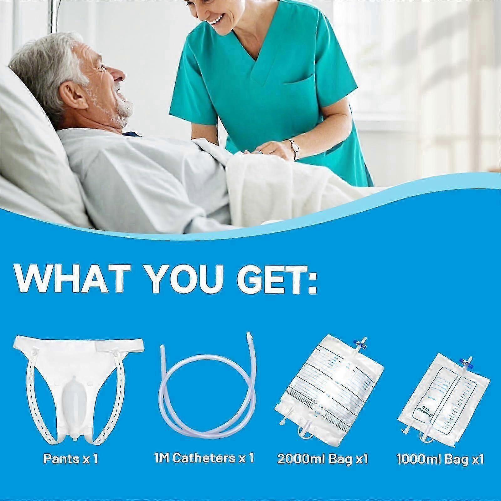 1000ml 2000ml Wearable Urine Bag With Catheter Medical Grade Collection ...