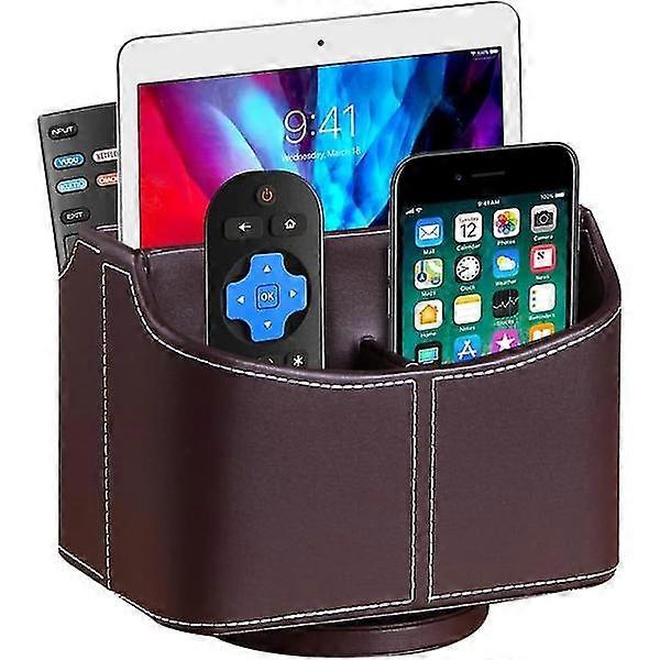 Table Remote Control Holder Leather Remote Control Caddy 360 Degree ...