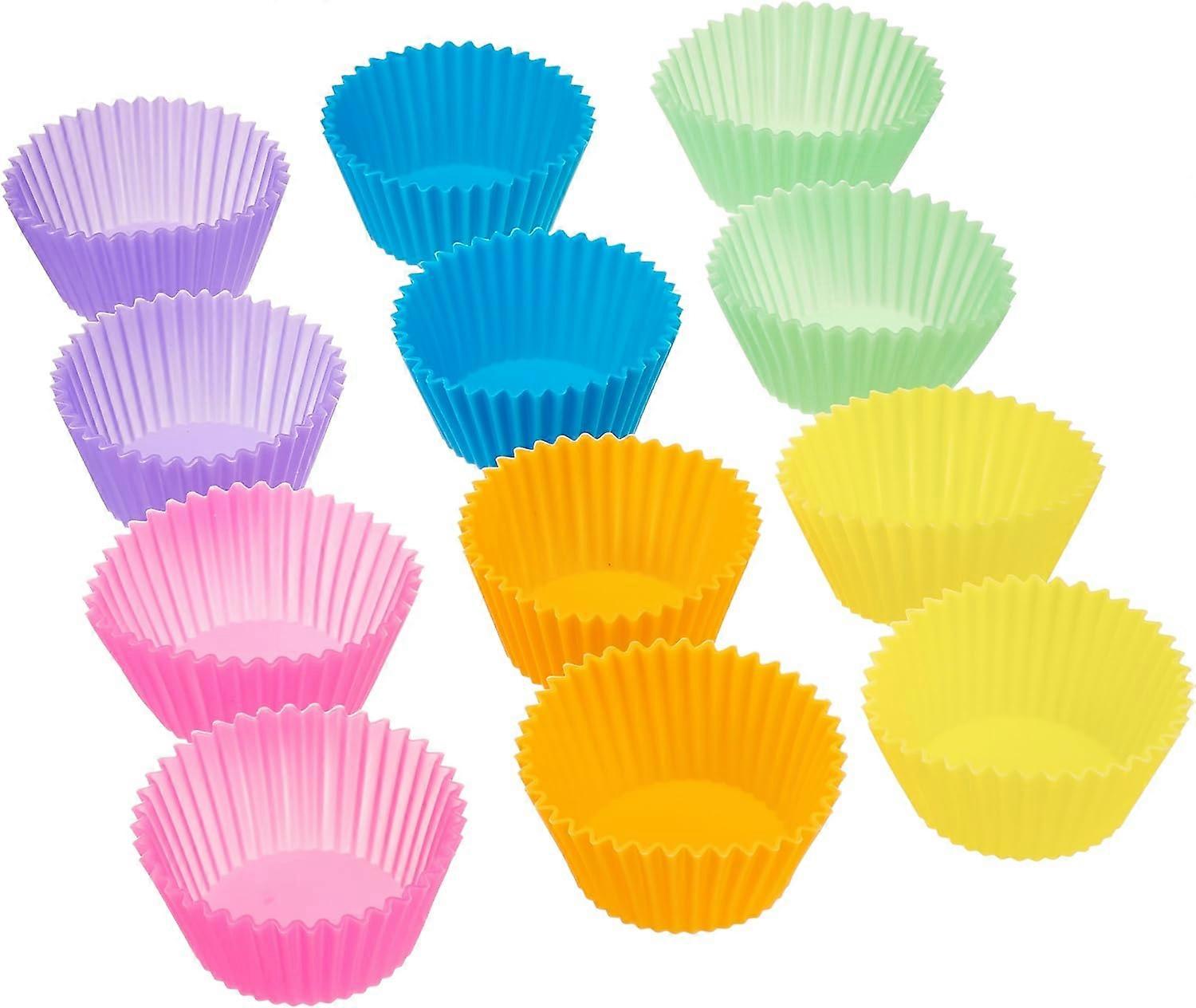 Reusable Silicone Round Baking Cups, Muffin Liners, Pack of 12 ...