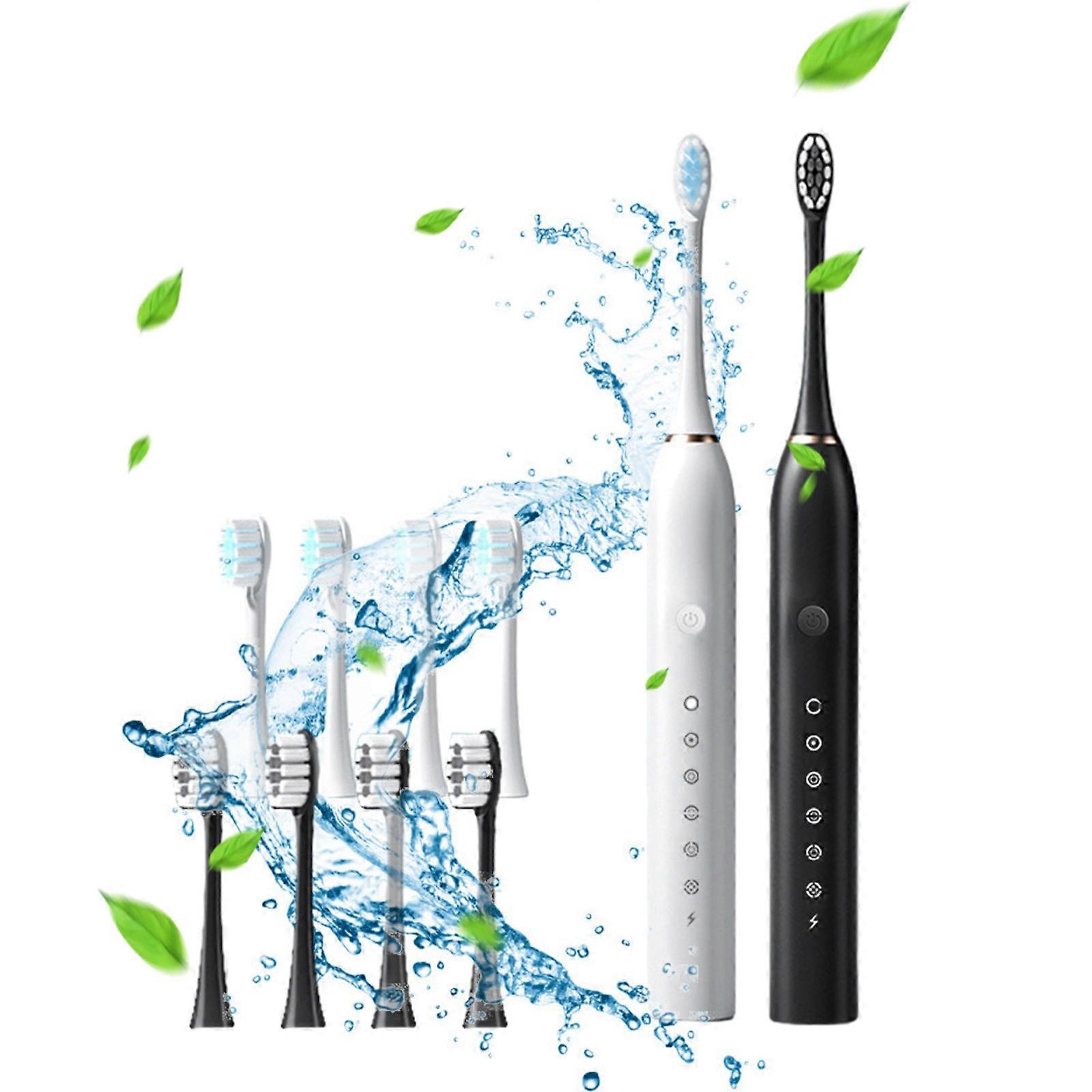 Couple's 2-pack Electric Toothbrush + 8 Brush Heads - 6-speed USB ...