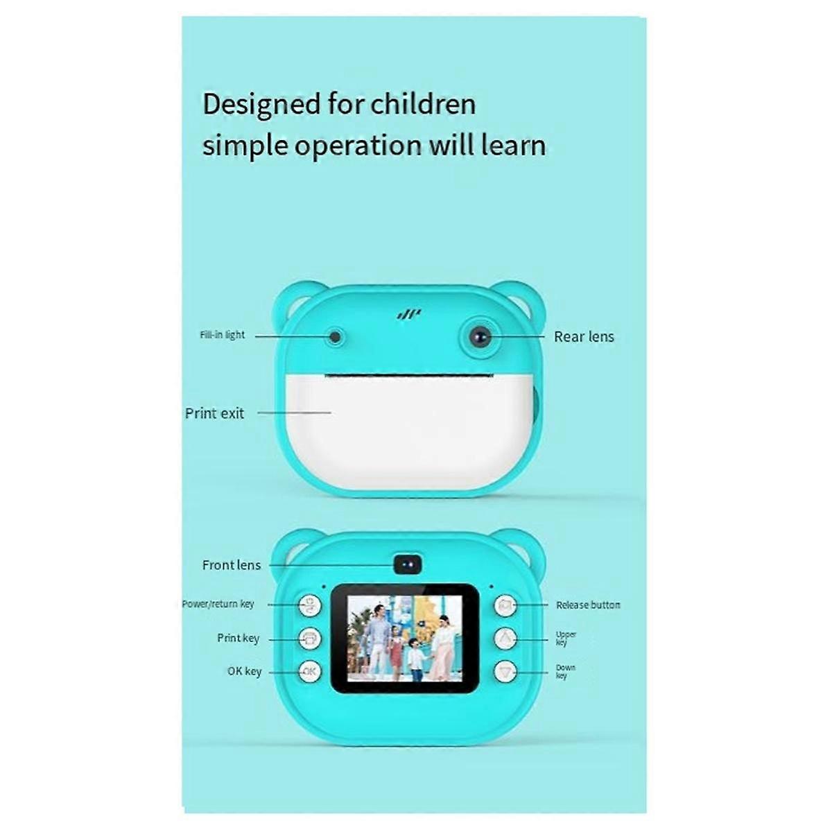 1080P Children Print Camera Dual Camera 240MP One-Touch Printable ...