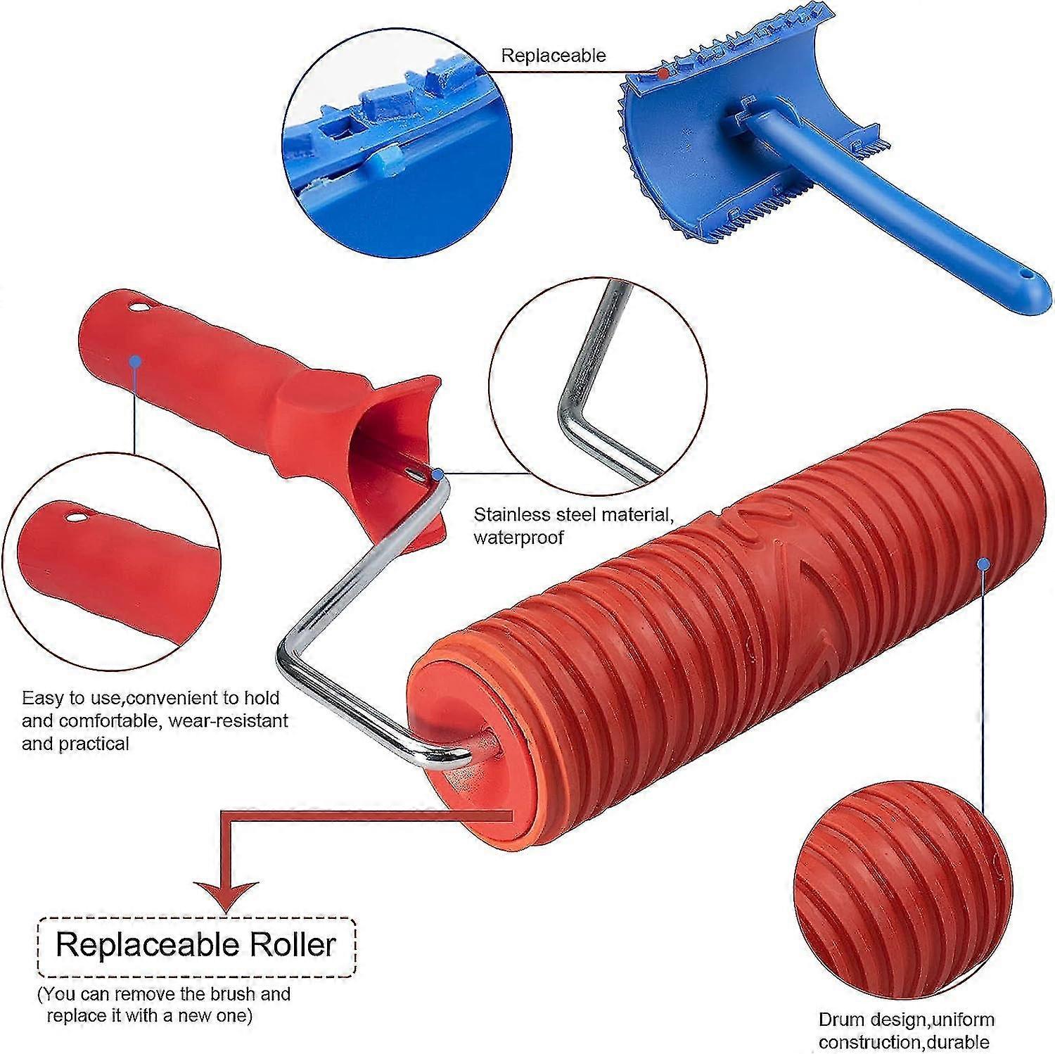 4pcs Grain Tool Imitation Wood Grain Paint Rollers, Wood Effect ...