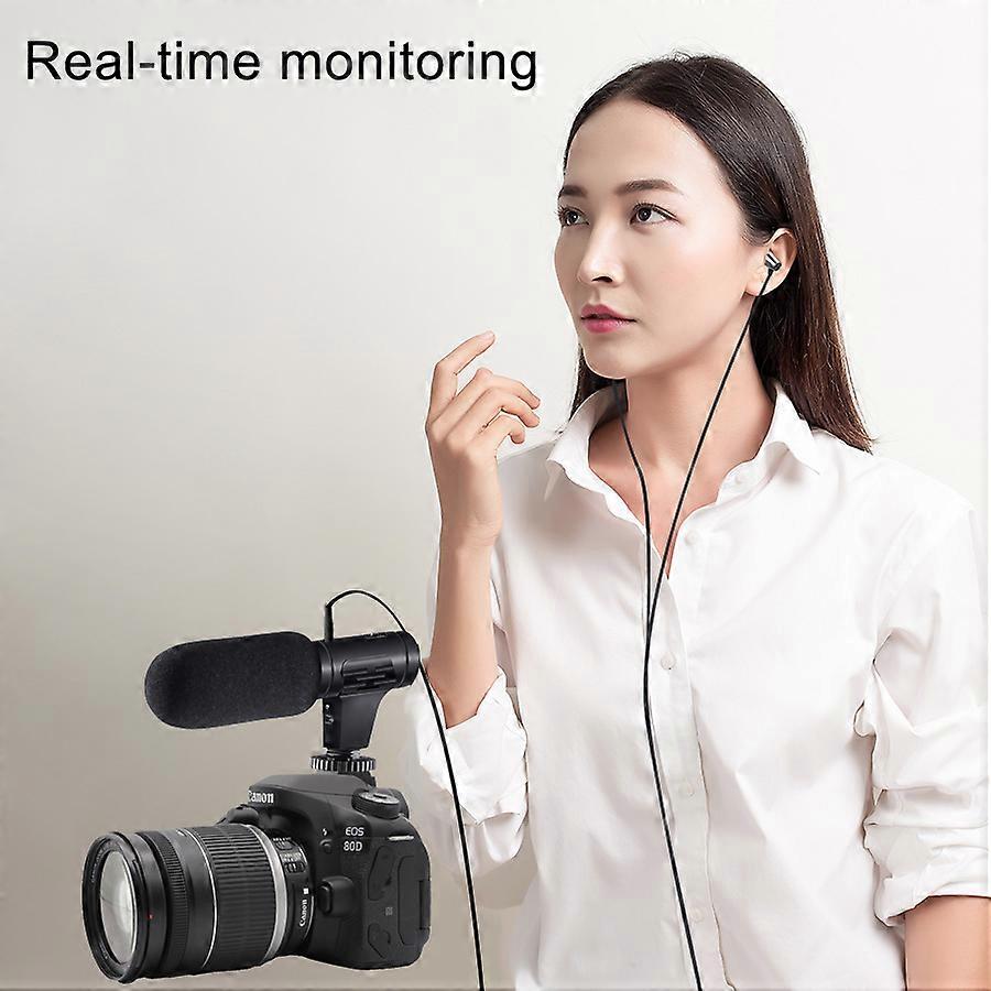 3.5mm Real-time Monitoring Recording Microphone Hypercardioid Condenser ...