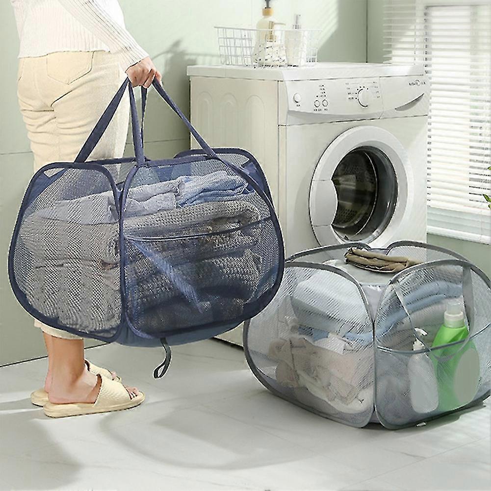 Collapsible Mesh -Up Laundry Hamper with Strong Handles, Opening ...