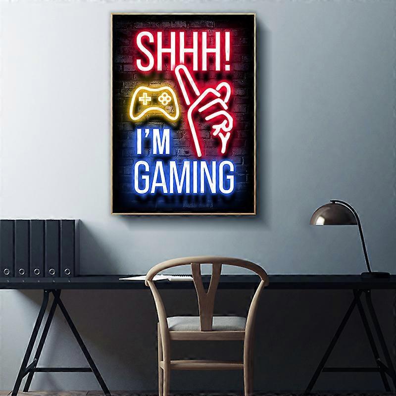 Vintage Game Tin Signs with Neon Effect - Game Room Metal Signs Gaming ...