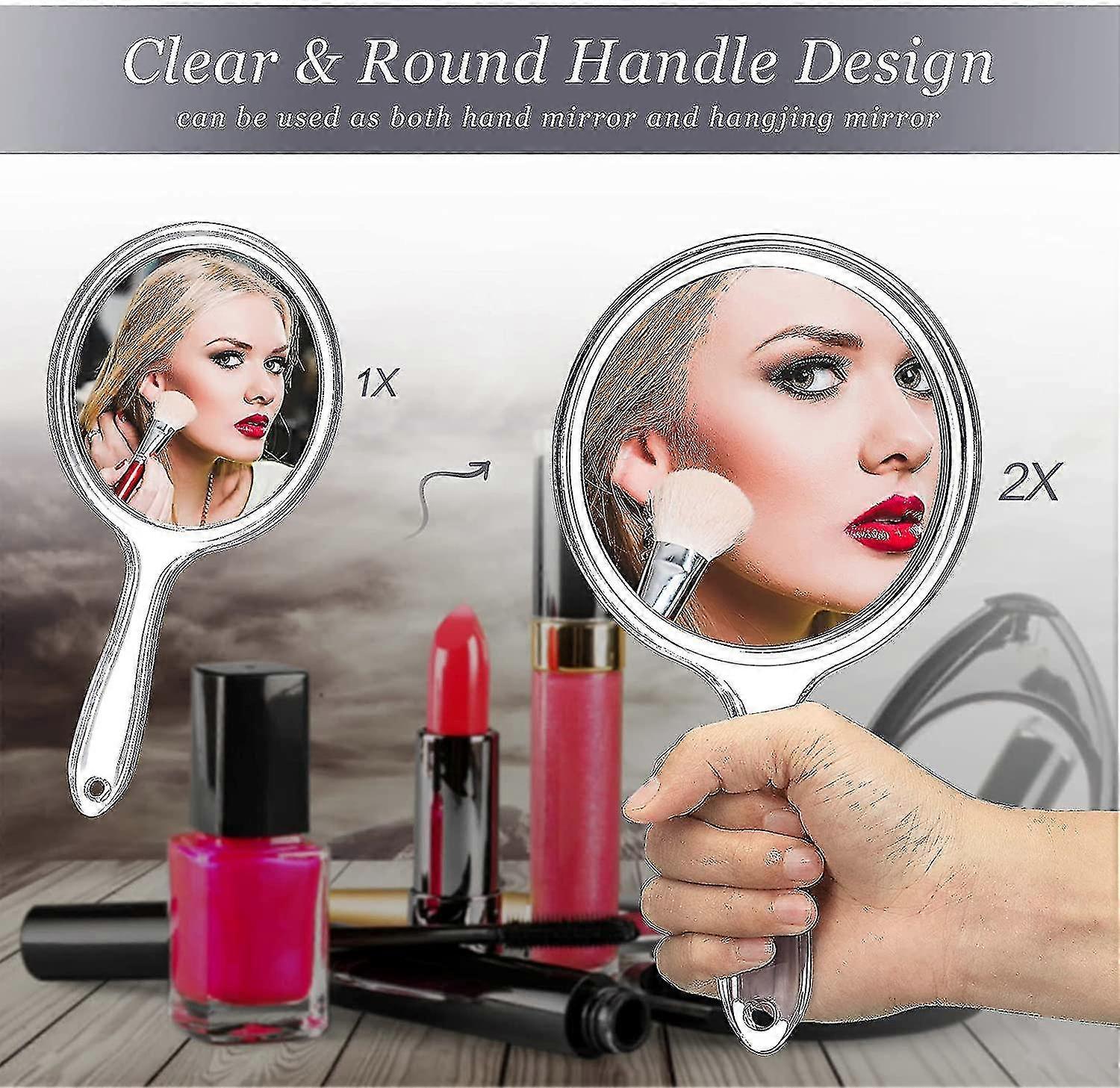 Hand Mirror Double-sided Handheld Mirror 1x/ 2x Magnifying Mirror With ...