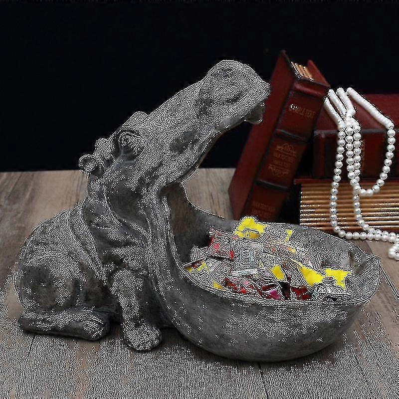 Big Mouth Hippo Storage Figurine Key Bowl Resin Hippo Candy Dish Home ...