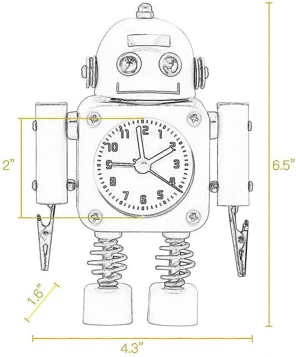 Wekity Robot Alarm Clock Stainless Metal - Wake-up Clock With Flashing ...