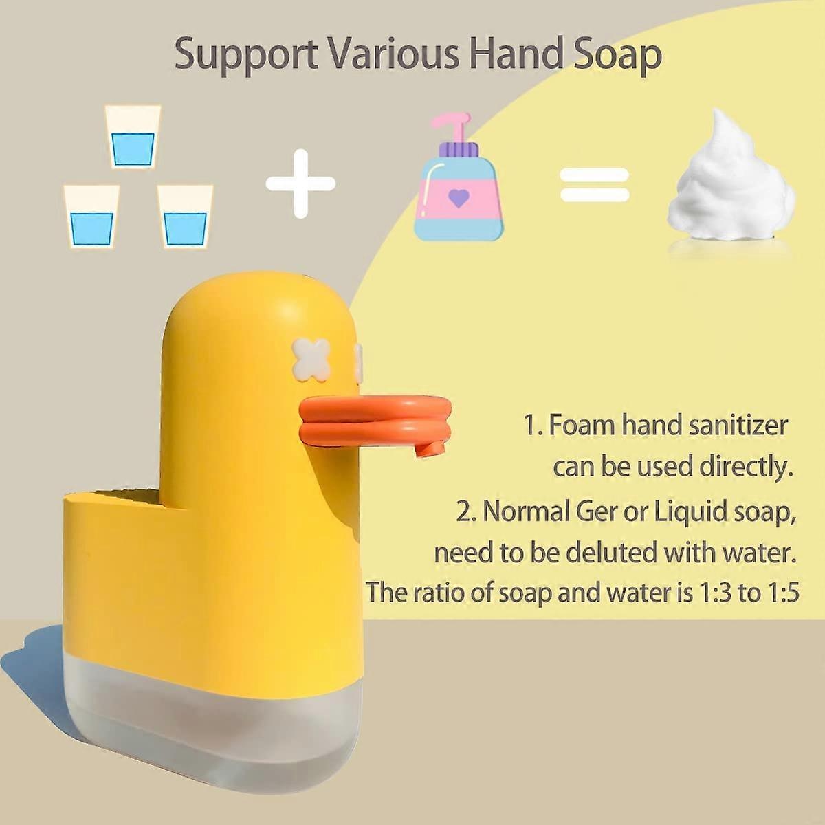 Automatic Soap Dispenser, Rechargeable Foaming Soap Dispenser, IPX4 Waterproof, Bubble Duck Soap ...