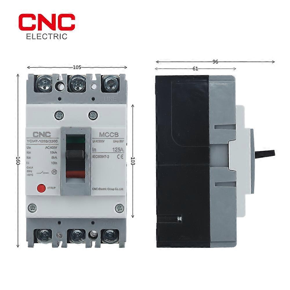 CNC YCM7-125S/3300 3P 125A AC400V 15kA MCCB Moulded Case Circuit Breaker Solar Switch Motor ...