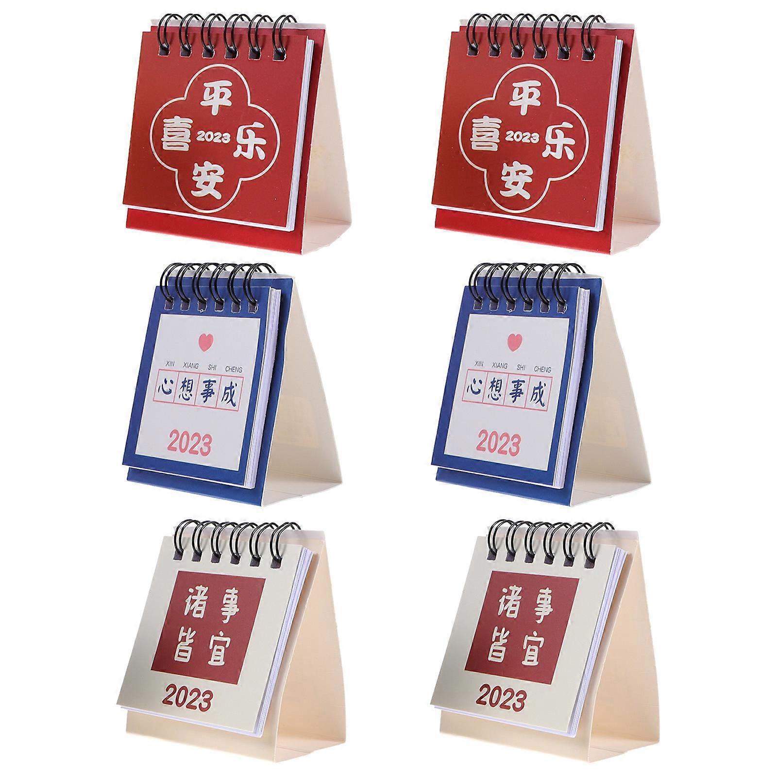 6pcs Household Desk Calendars Chinese Style Mini Calendars Decorative ...